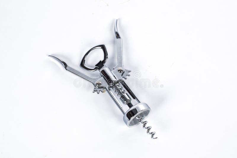Silver corkscrew for wine stock photo. Image of metal - 103693658