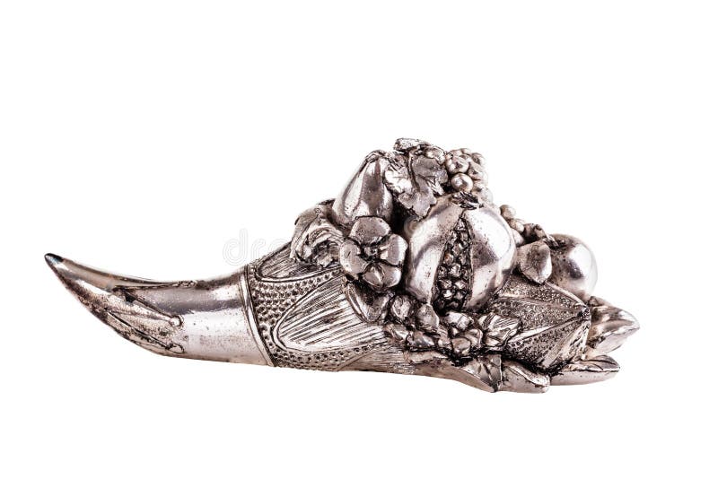 Silver Cornucopia Isolated on White Background Stock Photo - Image of ...