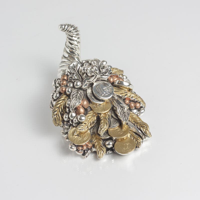 Silver Cornucopia Isolated on White Background Stock Photo - Image of ...