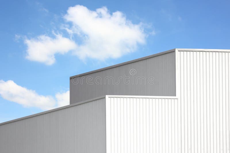 Silver Corrugated Metal Box Square Shape Perspective View. Geometric ...