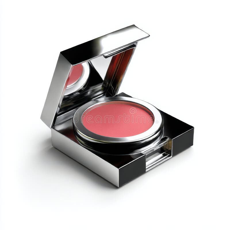 Open Blush Container, Silver Isolated on White Background Stock ...