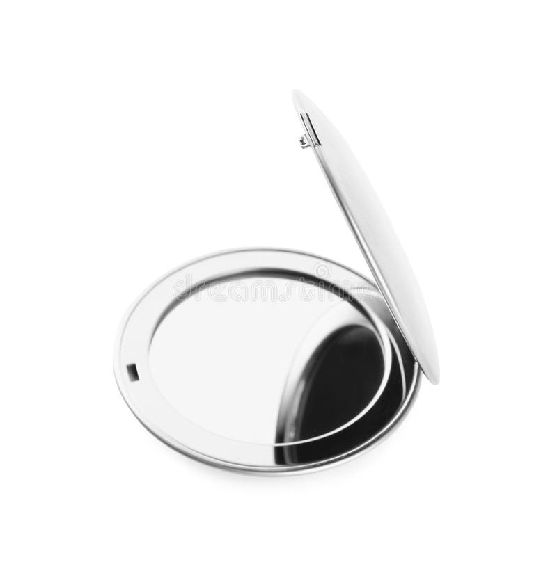 Silver Cosmetic Pocket Mirror Isolated on White Stock Photo - Image of ...