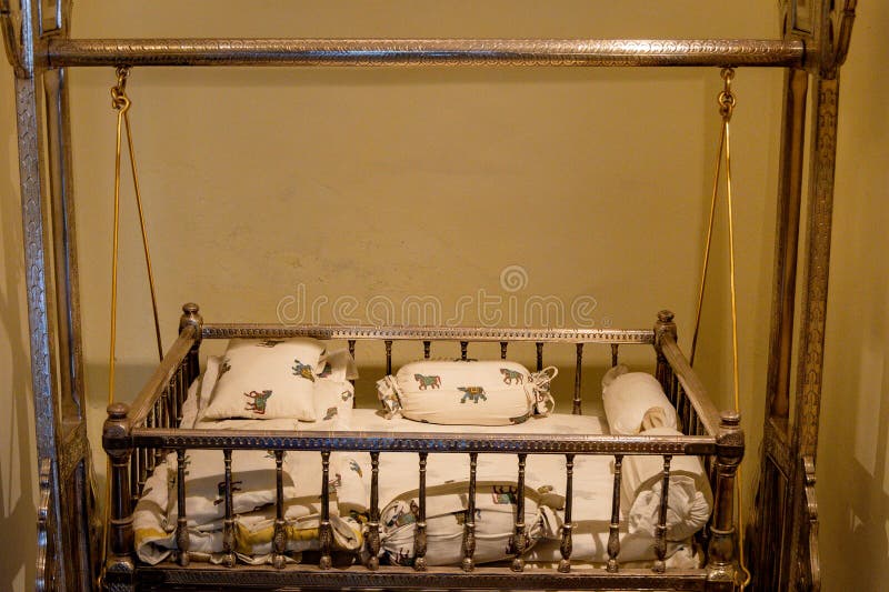 Silver Cradle for Royal Family at Indoor Stock Photo - Image of family ...