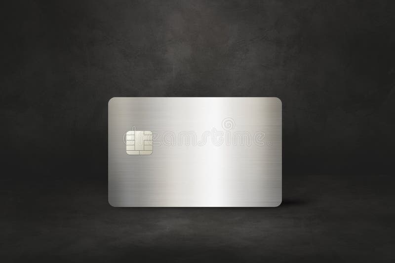 Silver Credit Card on a Black Concrete Background Stock Illustration ...