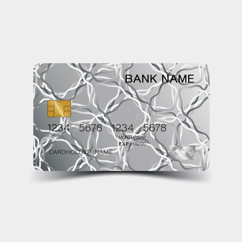 Silver Credit Card Design. with Inspiration from Abstract. on White ...