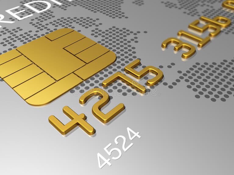 Silver Credit Card, Macro 3D Render Stock Illustration - Illustration ...