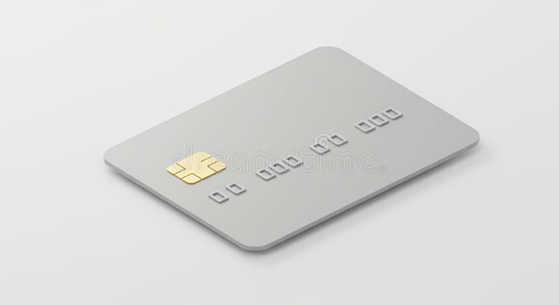 Silver Credit Card Minimalist Digital Render with Gold Chip on White ...