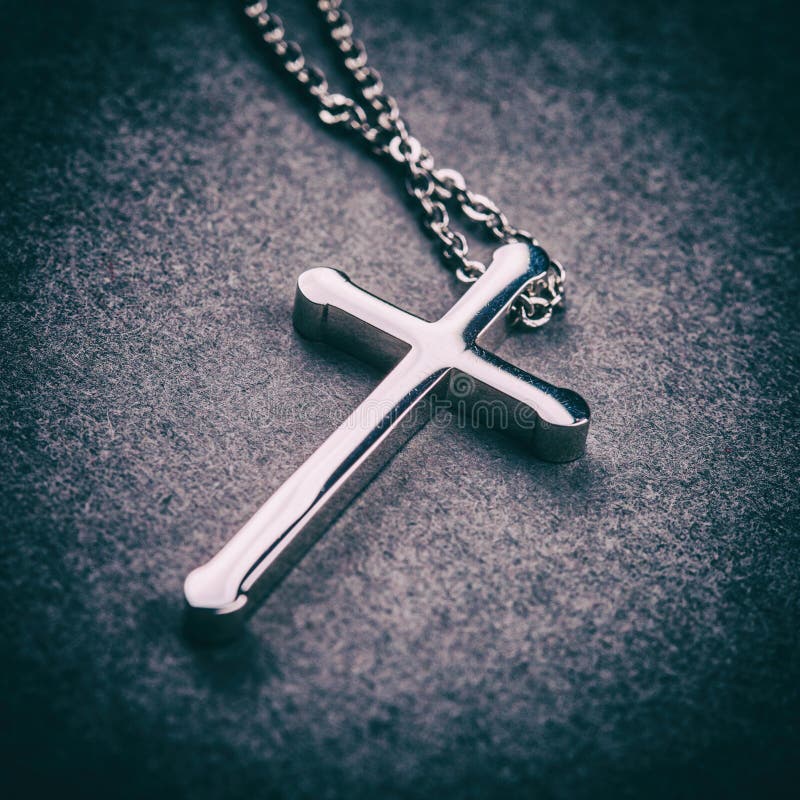 Silver Cross On A Gray Background Stock Photo - Image of christian ...