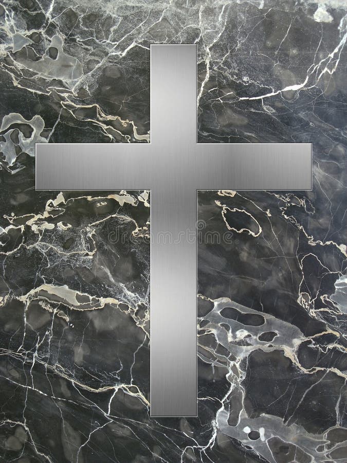 Silver Cross Inlay with Black Marble Stock Image - Image of grave ...