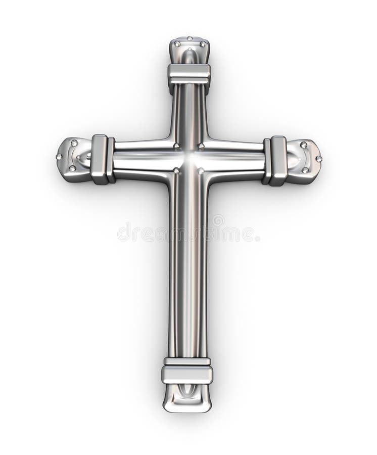 Silver cross over white stock illustration. Illustration of faith ...