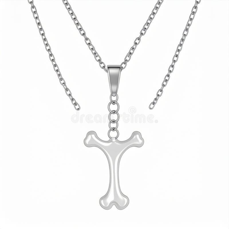 Silver Cross Pendant Necklace with Delicate Chain Stock Illustration ...