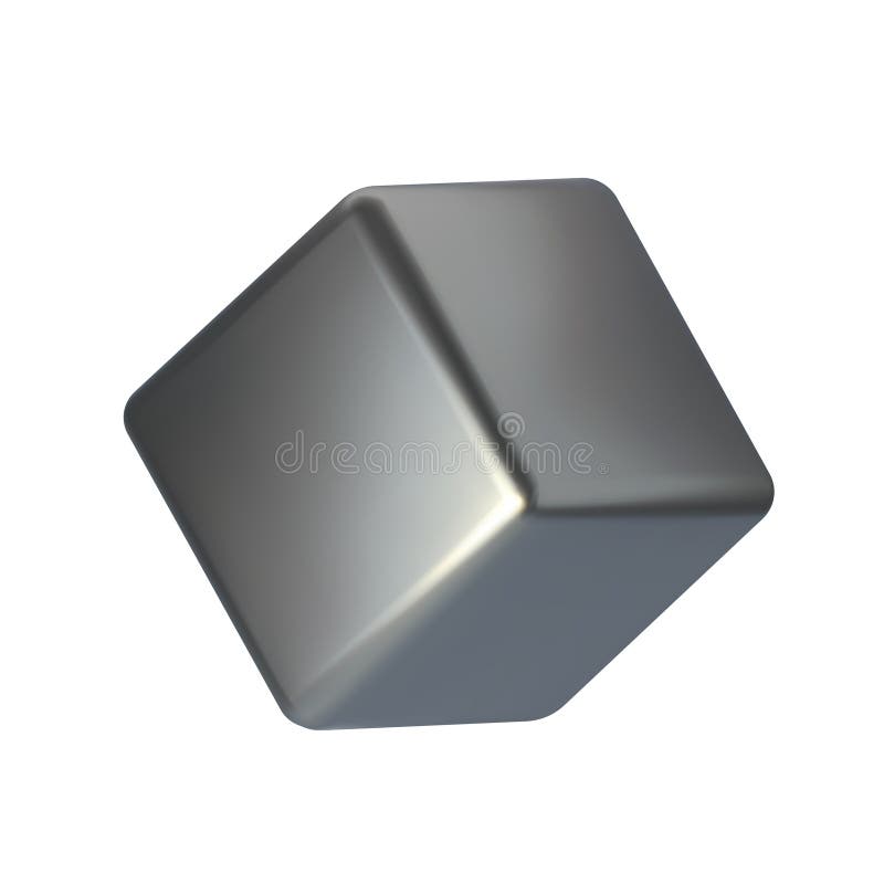Silver Cube in 3D Style Isolated on White Background. Vector ...