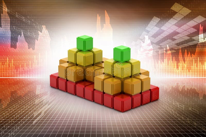 Silver Cube with Some Colorful Elements Stock Illustration ...