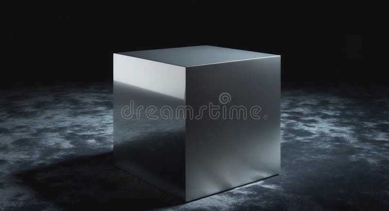 Silver Cube on Textured Surface, Abstract Geometric Shape with ...