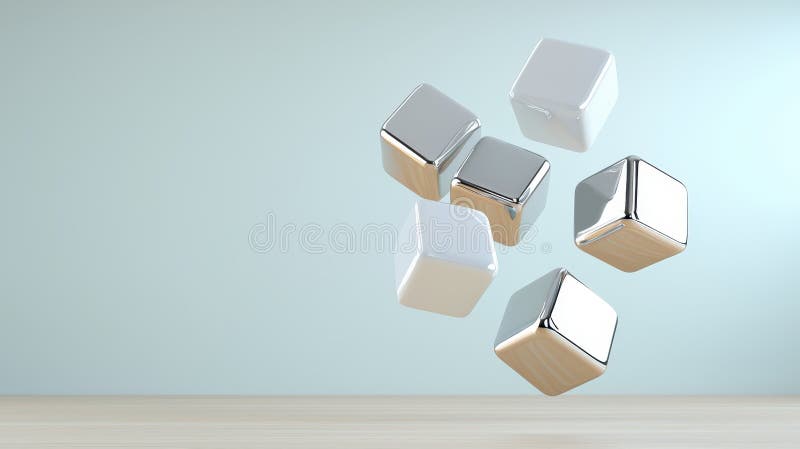 Silver Cubes Floating in Air Stock Illustration - Illustration of shiny ...