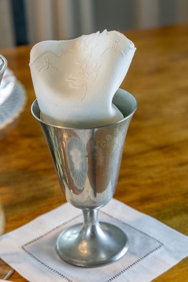 Silver Cup Embroidered Linen Napkin Stock Photos - Free & Royalty-Free ...