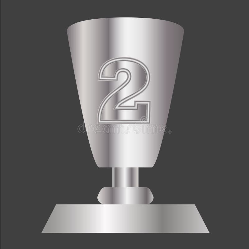 Silver Cup Icon with Number Two, Flat Design, Stock Illustration ...