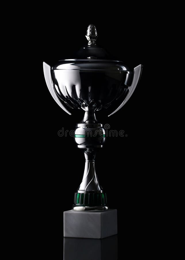 Silver Cup of the Winner on Black Background Stock Image - Image of ...