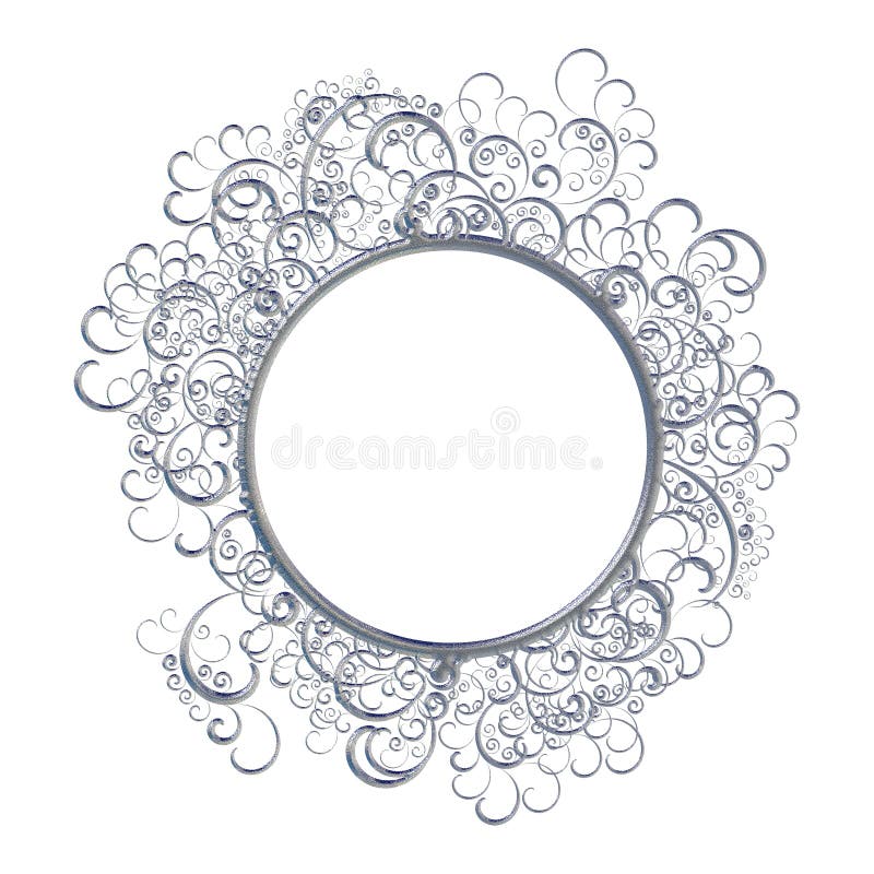 Silver curl round frame stock illustration. Illustration of shining ...