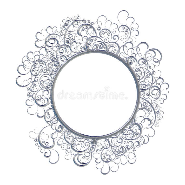 Silver curl round frame stock illustration. Illustration of shining ...