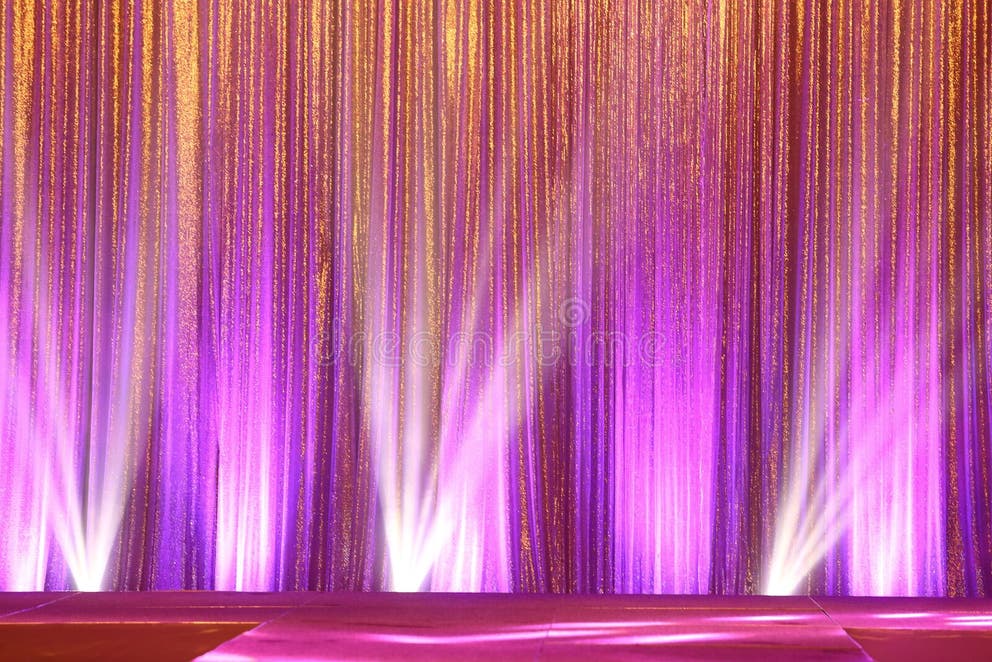 Silver Curtain Screen Drape Wave and Lighting Beam Stock Photo - Image ...