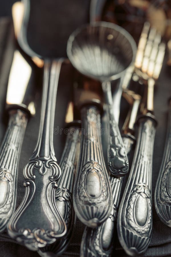 Silver cutlery stock photo. Image of fork, knife, diner - 37755556