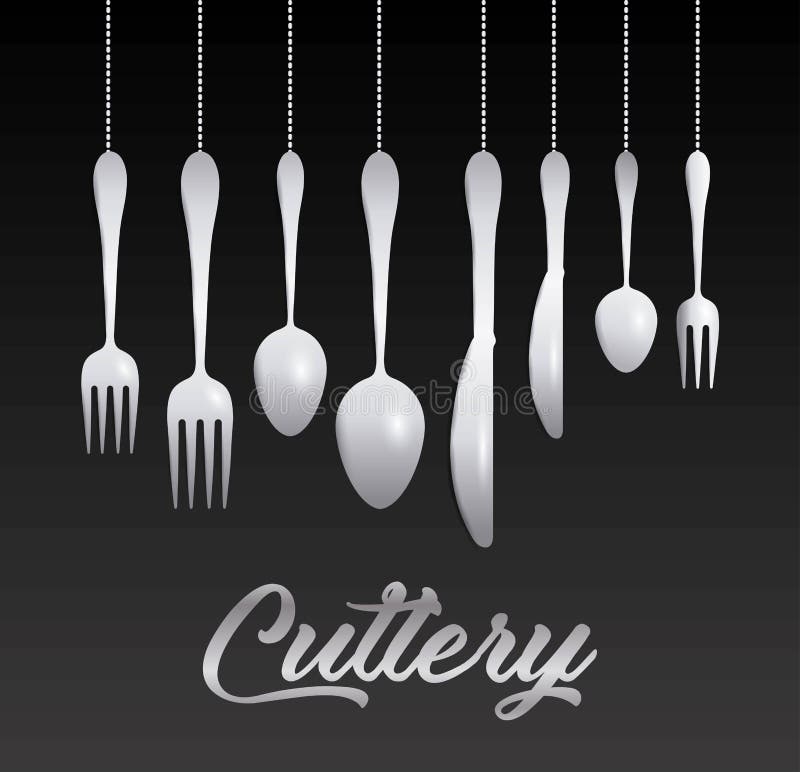 Silver cutlery collection stock vector. Illustration of flatware ...