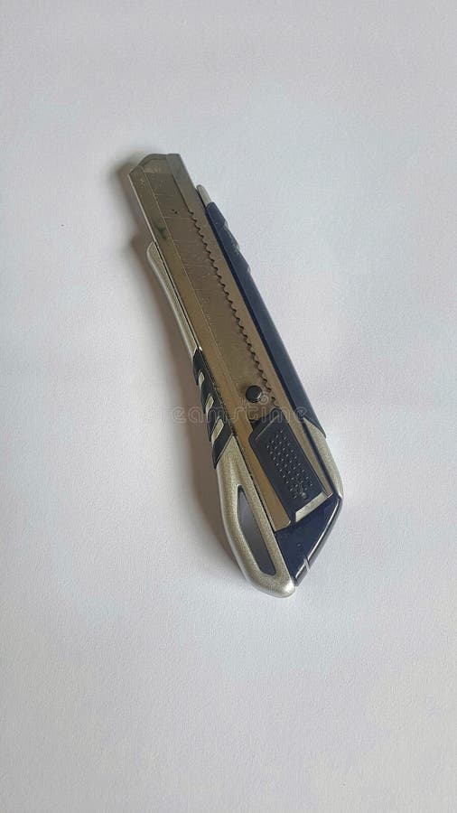 Silver Cutter Steel Office Paper Cutter. Box Cutter Stock Image - Image ...