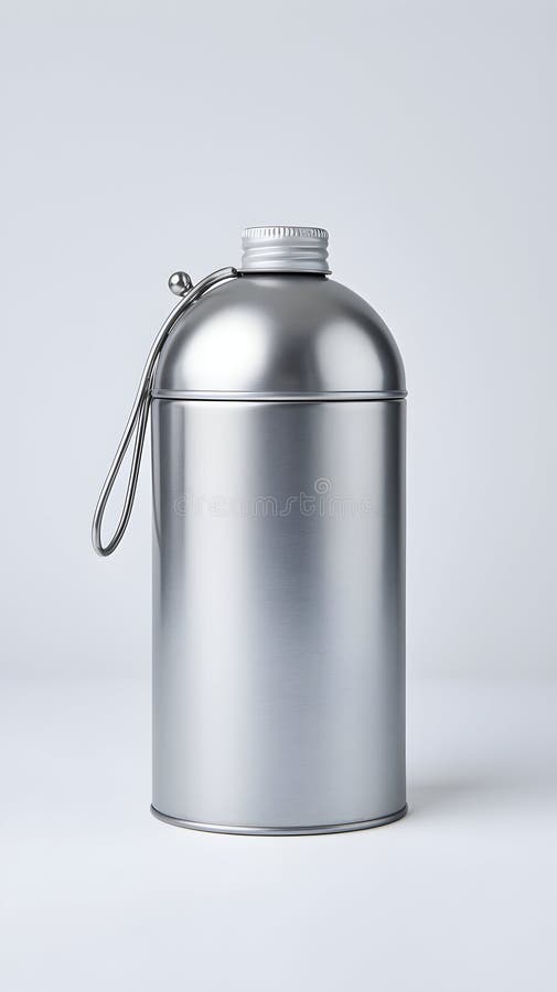 Silver Cylindrical Container with Sleek Pull Tab Stands Against White ...