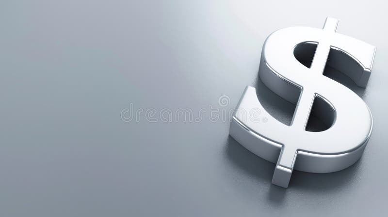 Silver 3D Dollar Sign on Gray Background Stock Illustration ...