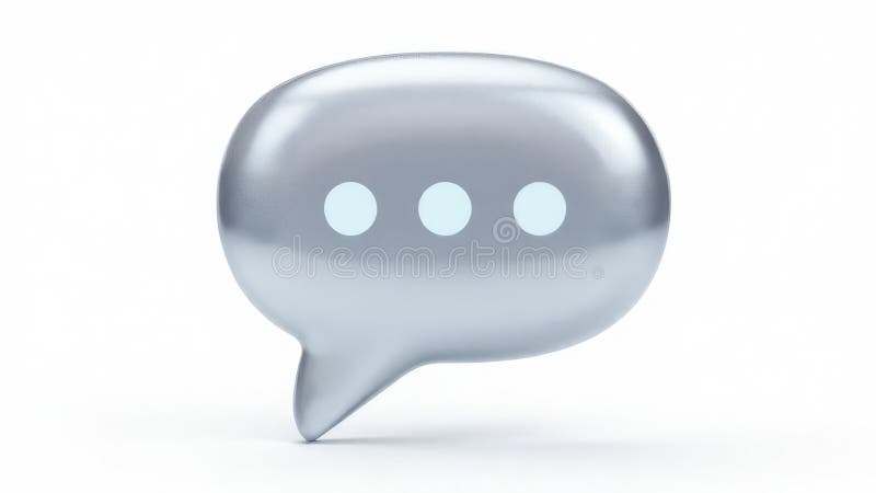 Silver 3D Figure Speech Bubble Chat Isolated on White Background Stock ...