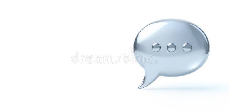 Silver 3D Figure Speech Bubble Chat Isolated on White Background, Icon ...