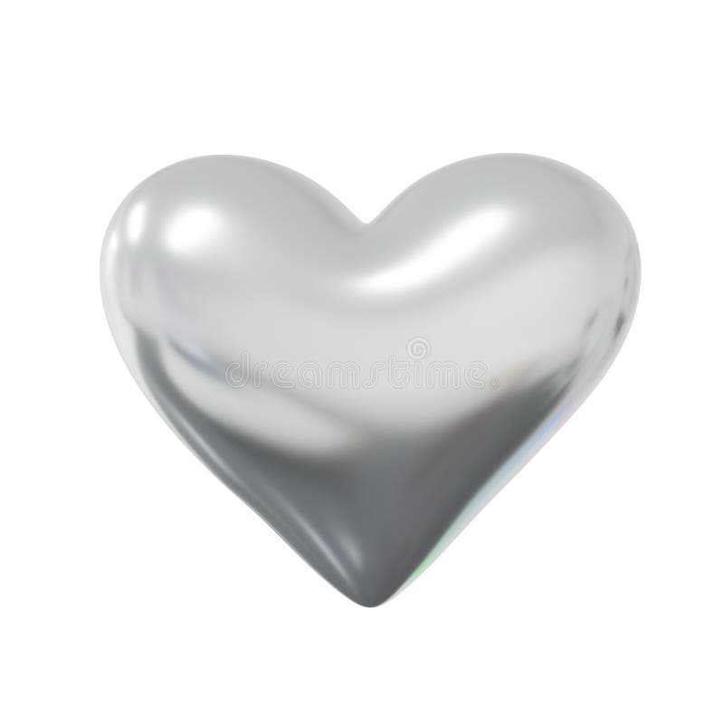 Silver 3D Heart. Cut Out. Realistic Render. Stock Illustration ...