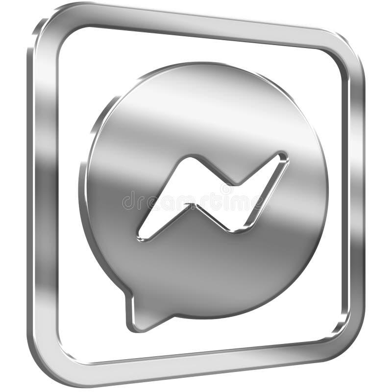 Messenger 3D Icon with Silver Metallic Effect Social Media Logo ...