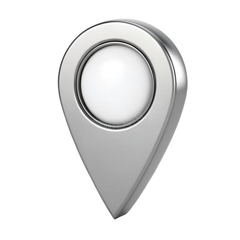 Silver 3 D Map Pointer Icon White Center Isolated Image Stock ...