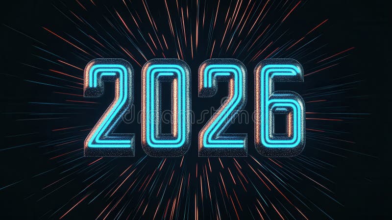 Silver 2026 3d Neon a with Light Trails Exploding from Behind on Sign ...