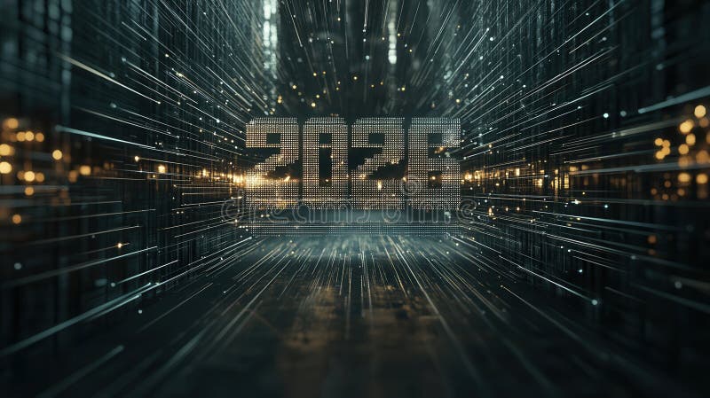 Silver 2026 3d Neon Sign with Light Trails Exploding from Behind on a ...