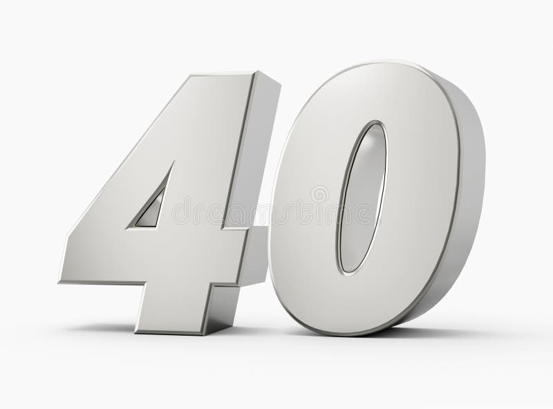Silver 3d Numbers 40 Forty. Isolated White Background 3d Illustration ...