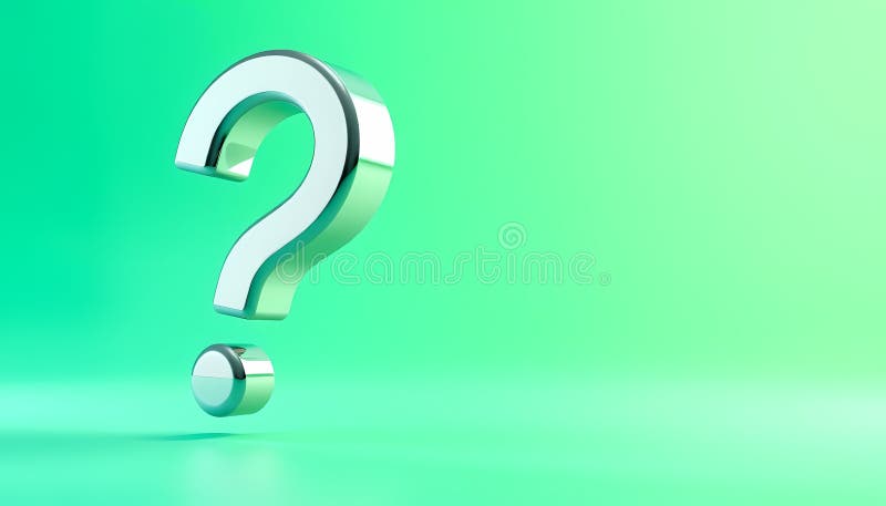Silver 3D Question Mark on Green To Aqua Gradient Stock Illustration ...