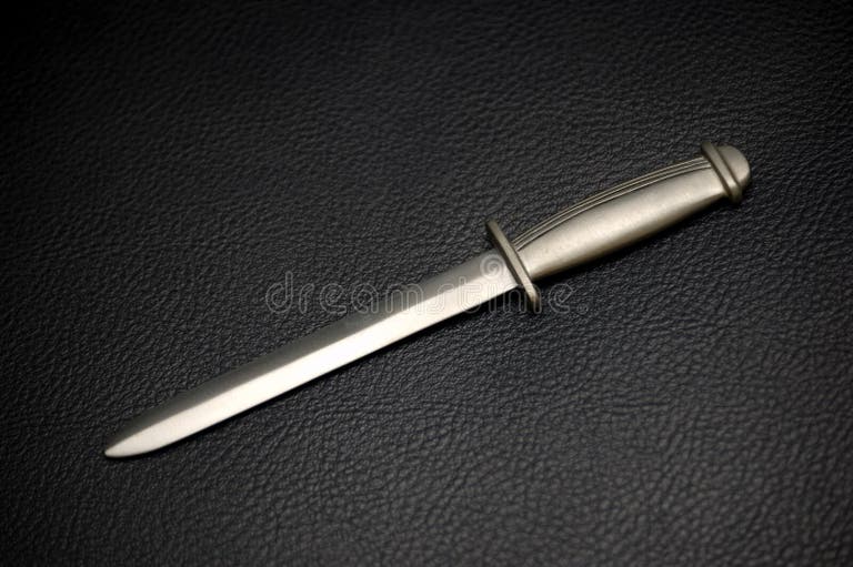 Silver Dagger on Black Leather Stock Photo - Image of knife, black: 7521574