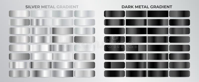 Silver and Dark Metallic Gradients Set Stock Vector - Illustration of ...