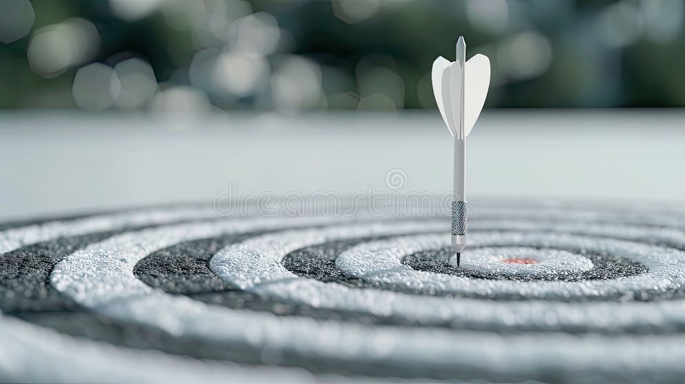 A Silver Dart is Perfectly Centered in the Bullseye of a Black and ...