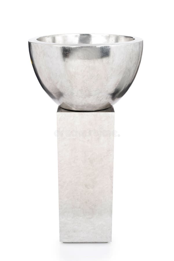 Silver Decorative Bowl on Golden Rectangular Pedestal Stock Image ...