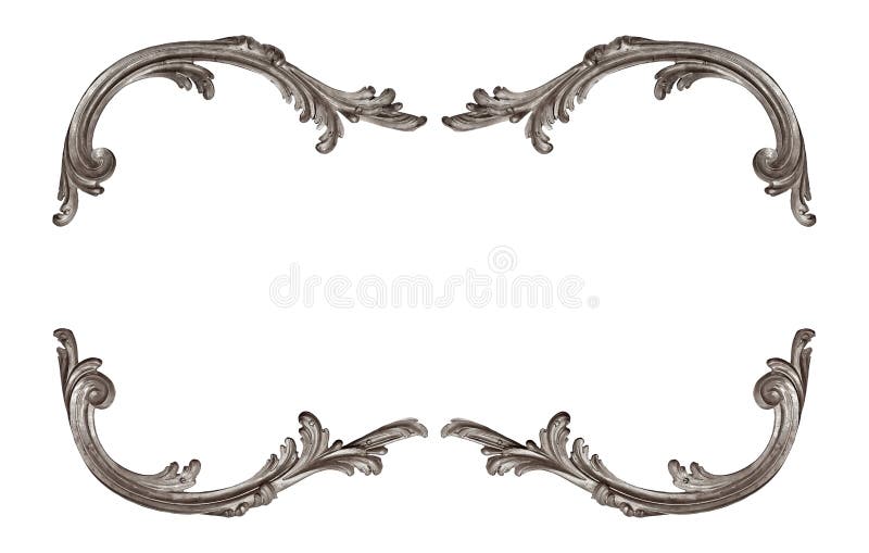 Silver Decorative Element with Floral Pattern Isolated on White ...