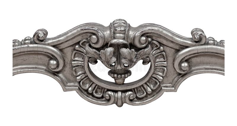 Silver Decorative Element with Floral Pattern Isolated on White ...