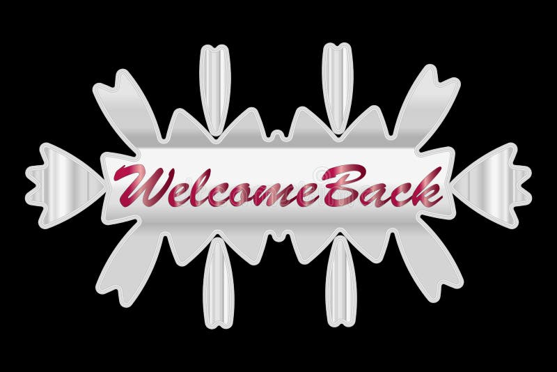 Silver Decorative Label with Welcome Back Text Written in Ruby Red ...