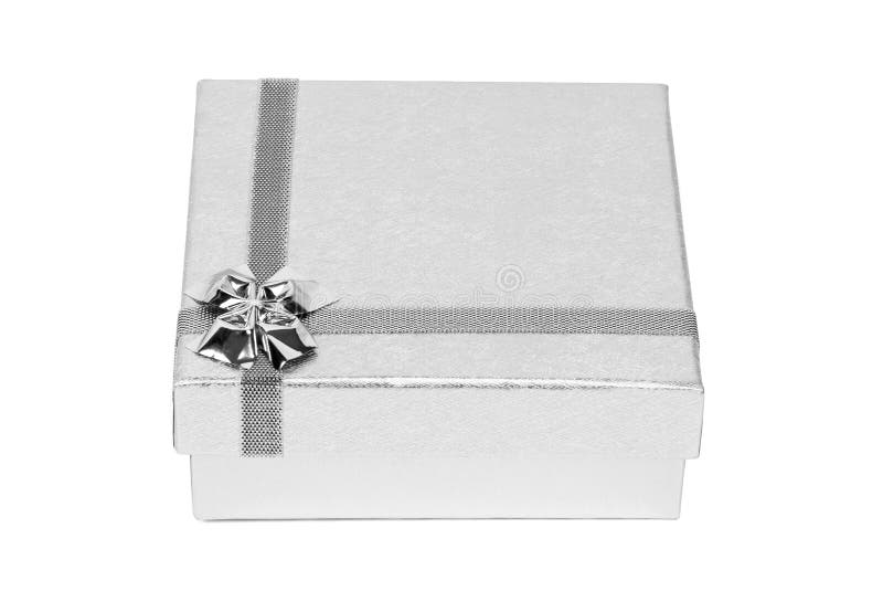 Silver Decorative Present Box Isolated on White Background Stock Photo ...