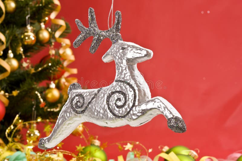 Silver Deer Christmas Mantel Decoration Stock Photo - Image of mantel ...