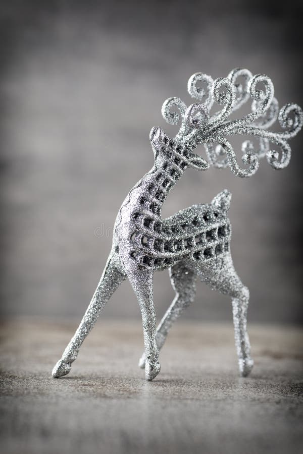 Silver Deer Christmas Mantel Decoration Stock Photo - Image of mantel ...