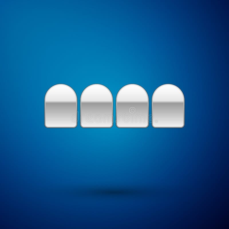 Silver Dentures Model Icon Isolated on Blue Background. Teeth of the ...
